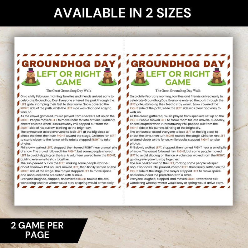Groundhog Day Trivia Game, Printable Holiday Activity, Family ...