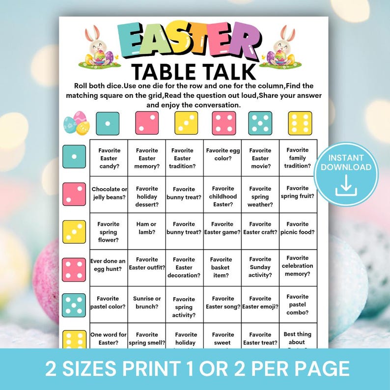 Easter Table Talk Game, Easter Dice Conversation Game, Family Easter ...