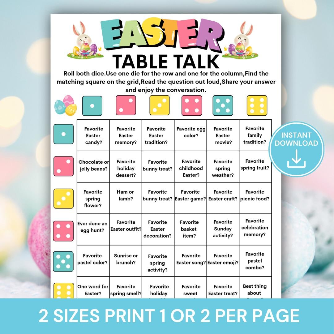 Easter Table Talk Game, Easter Dice Conversation Game, Family Easter ...