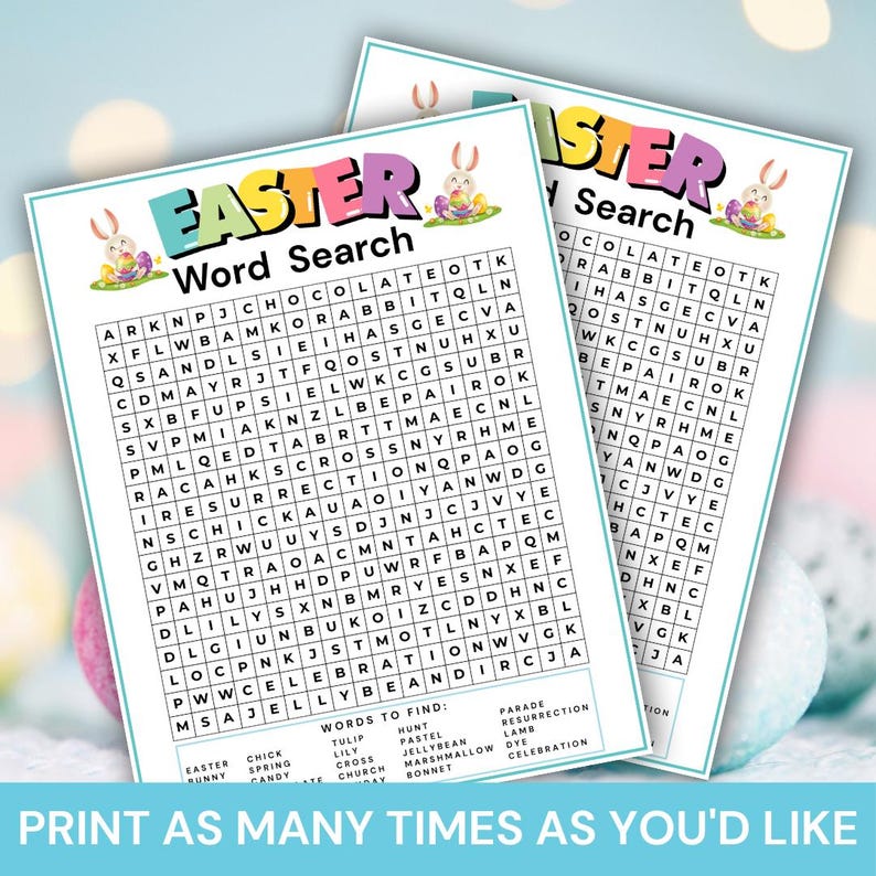 Easter Word Search Printable, Fun Easter Game for Kids & Adults, Easter ...