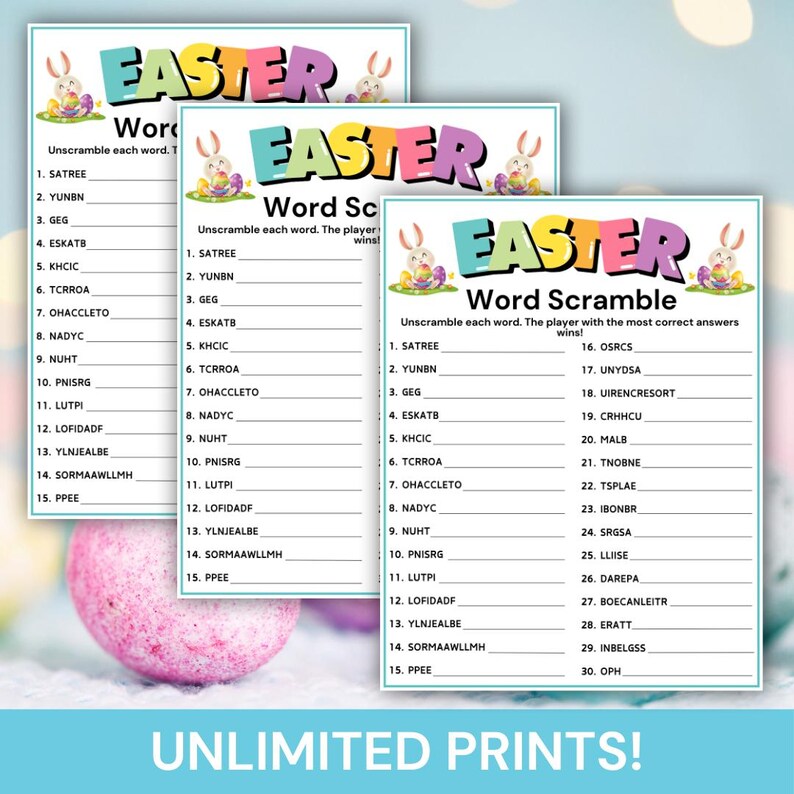 Easter Word Scramble Game, Fun Easter Word Puzzle for Kids & Adults ...