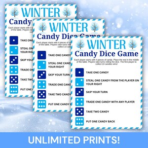 Winter Candy Dice Game, Winter Party Game, Candy Exchange Activity ...