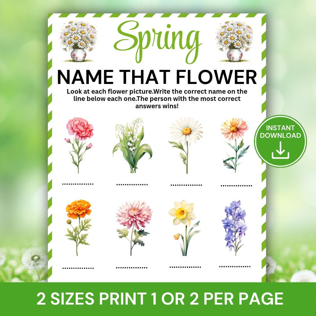 Name That Flower Game, Spring Flower Trivia Game, Guess the Flower Quiz ...
