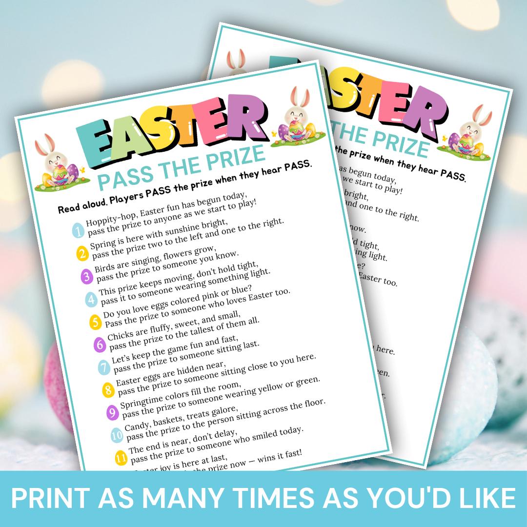 Easter Pass the Prize Game, Printable Easter Pass the Present Game ...