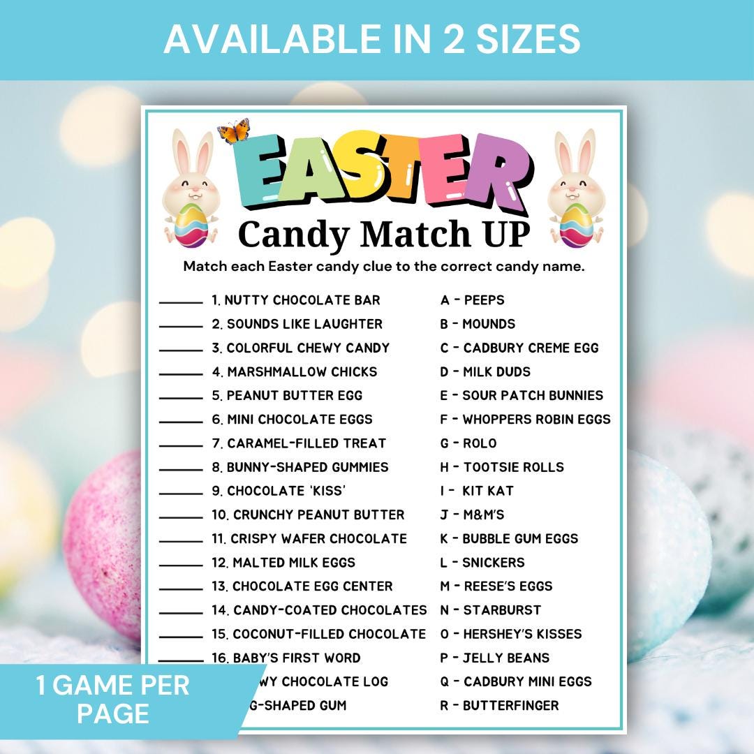 Easter Candy Match up Game Printable, Easter Candy Matching Game ...