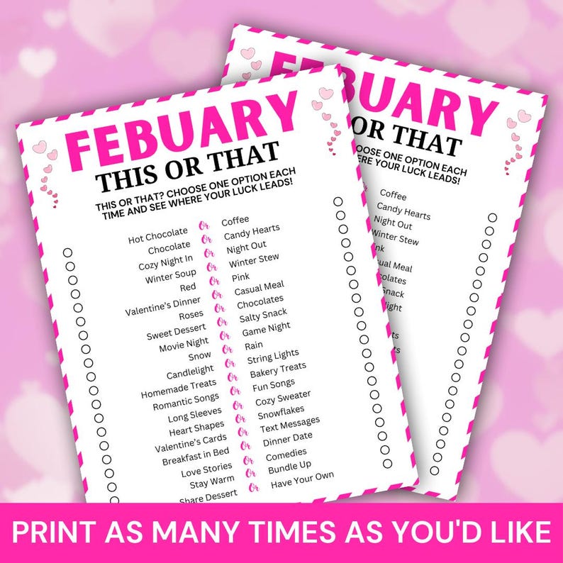 February This or That Game, Printable Winter Choice Party Game ...