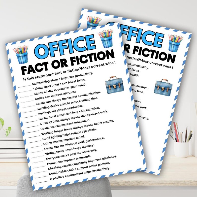 Office Fact or Fiction Game Printable, Workplace Trivia Game, Office ...