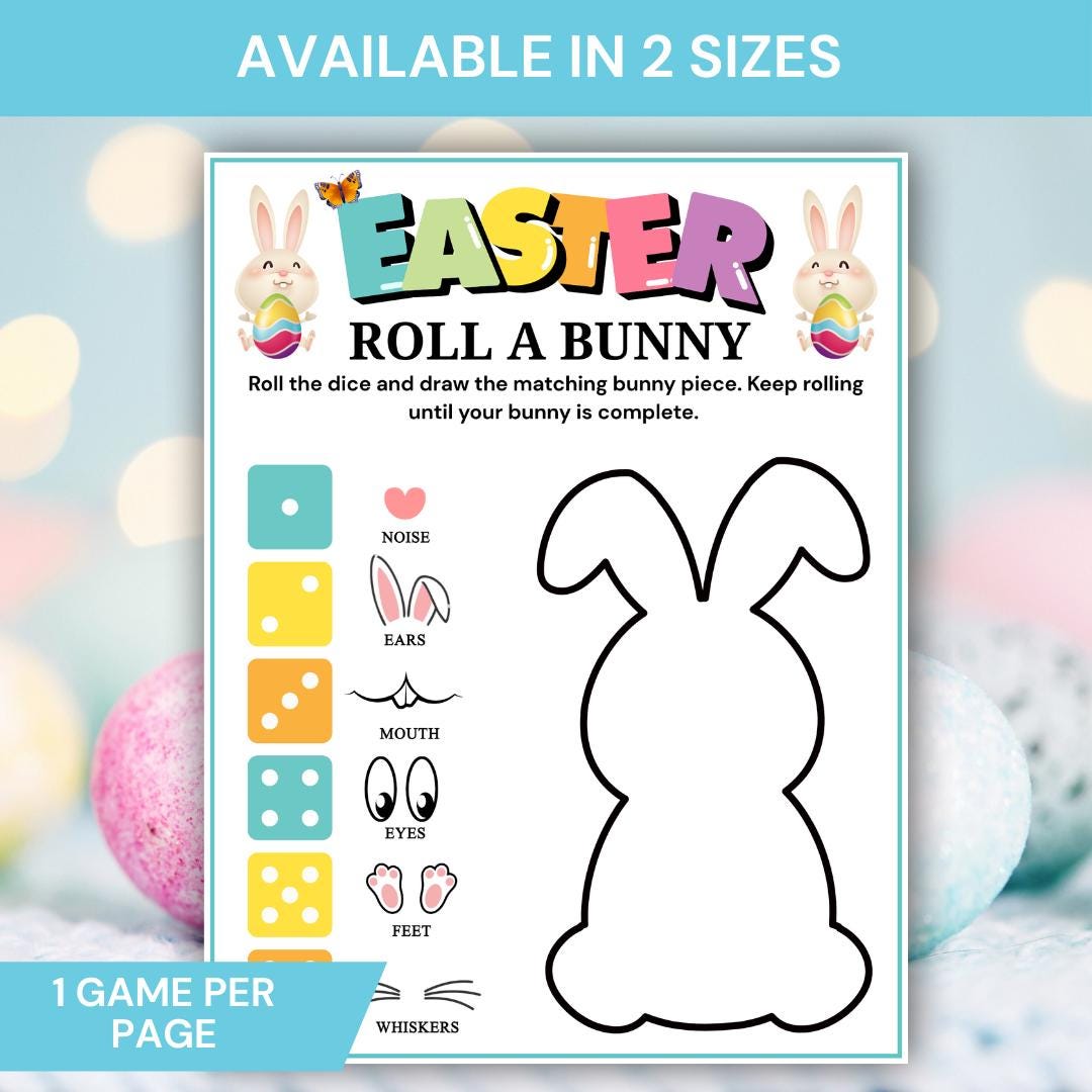 Roll the Easter Bunny Game, Fun Easter Dice Game for Kids & Adults ...