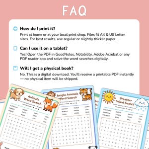Word Search Kids Printable PDF, Easy Word Search Activity for Kids 5–8 ...