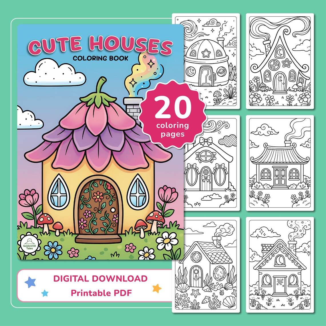 House Coloring Pages for Kids, Cozy Home Coloring Book, Easy Printable ...