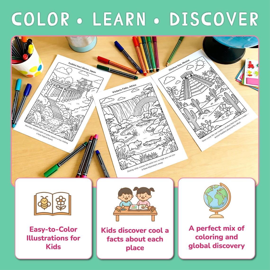 Kids Coloring Book, World Landmarks Coloring Pages for Kids ...