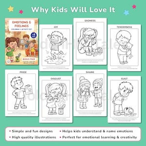 Emotions Coloring Book for Kids, Feelings Activity Book, SEL Printable ...