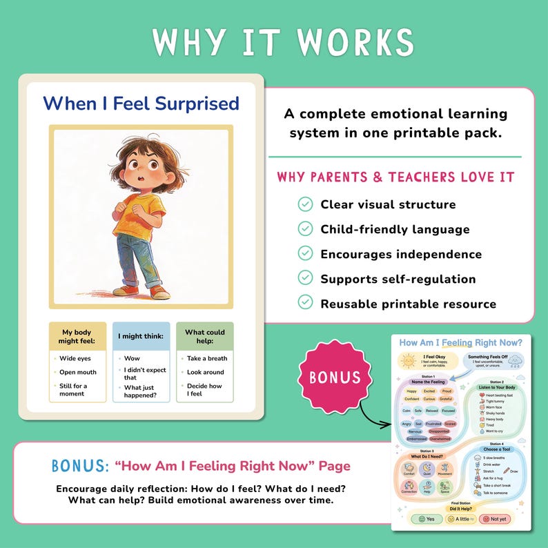 Kids Emotion Regulation Toolkit, Feelings Board, Printable SEL Cards ...