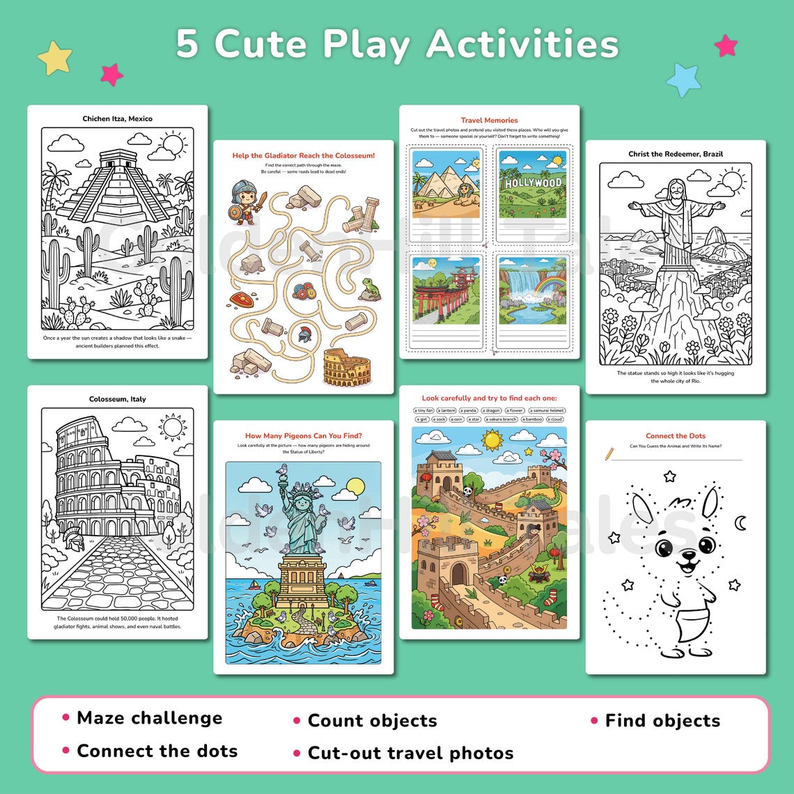 Kids Coloring Book, World Landmarks Coloring Pages for Kids ...
