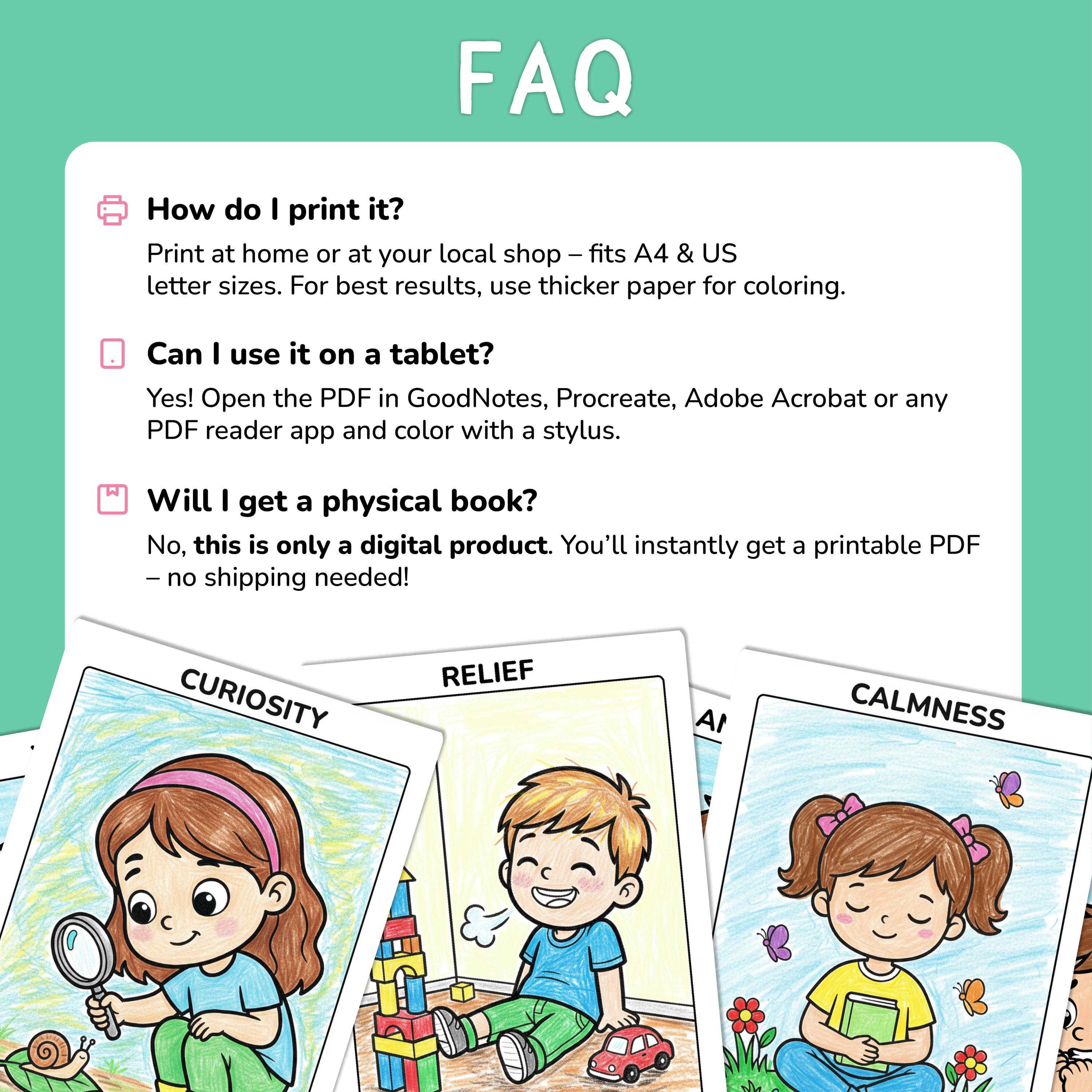 Emotions Coloring Book for Kids, Feelings Activity Book, SEL Printable ...