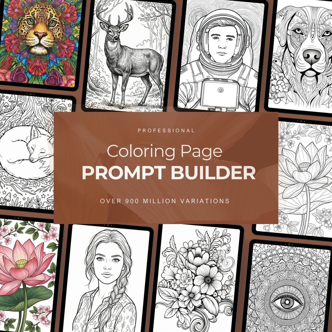 Coloring Page Prompt Builder, Midjourney Prompts, Kids Coloring Prompt ...