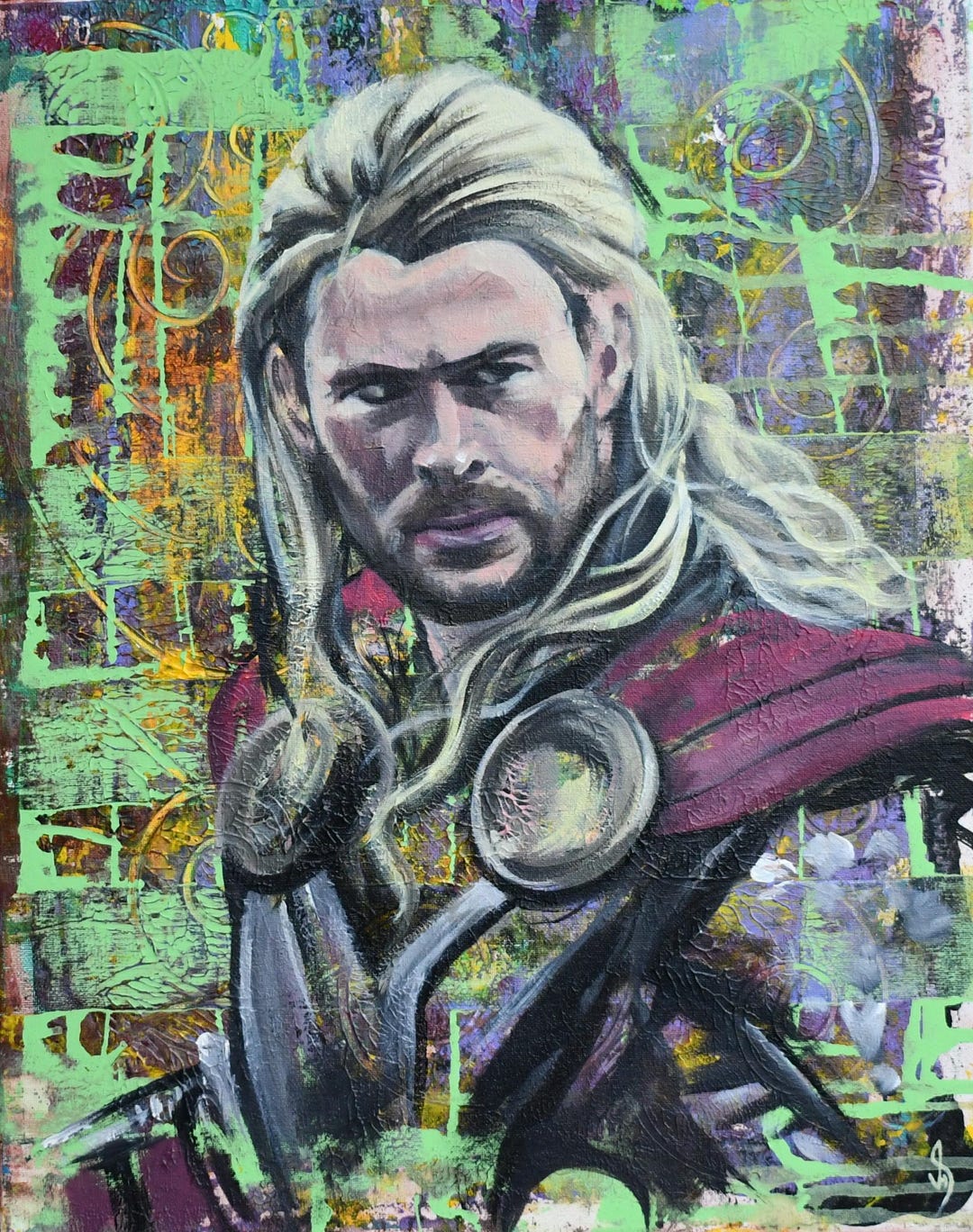 Original Thor Painting: Pop Art Portrait on Stretched Canvas (16x20 ...