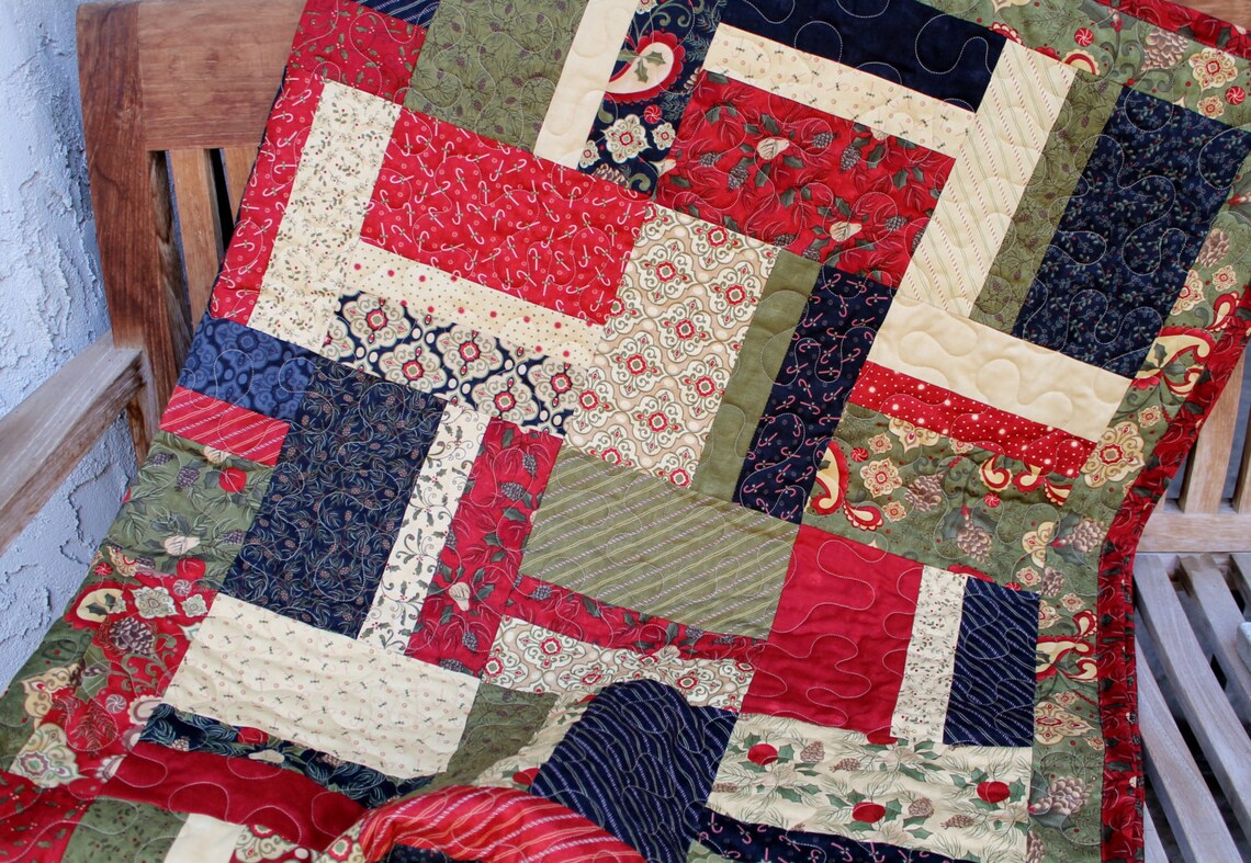 Pine Fresh Christmas Lap Throw Patchwork Quilt - Etsy
