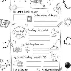 My Year in Review 2025 Worksheet for Kids, Printable End of Year ...