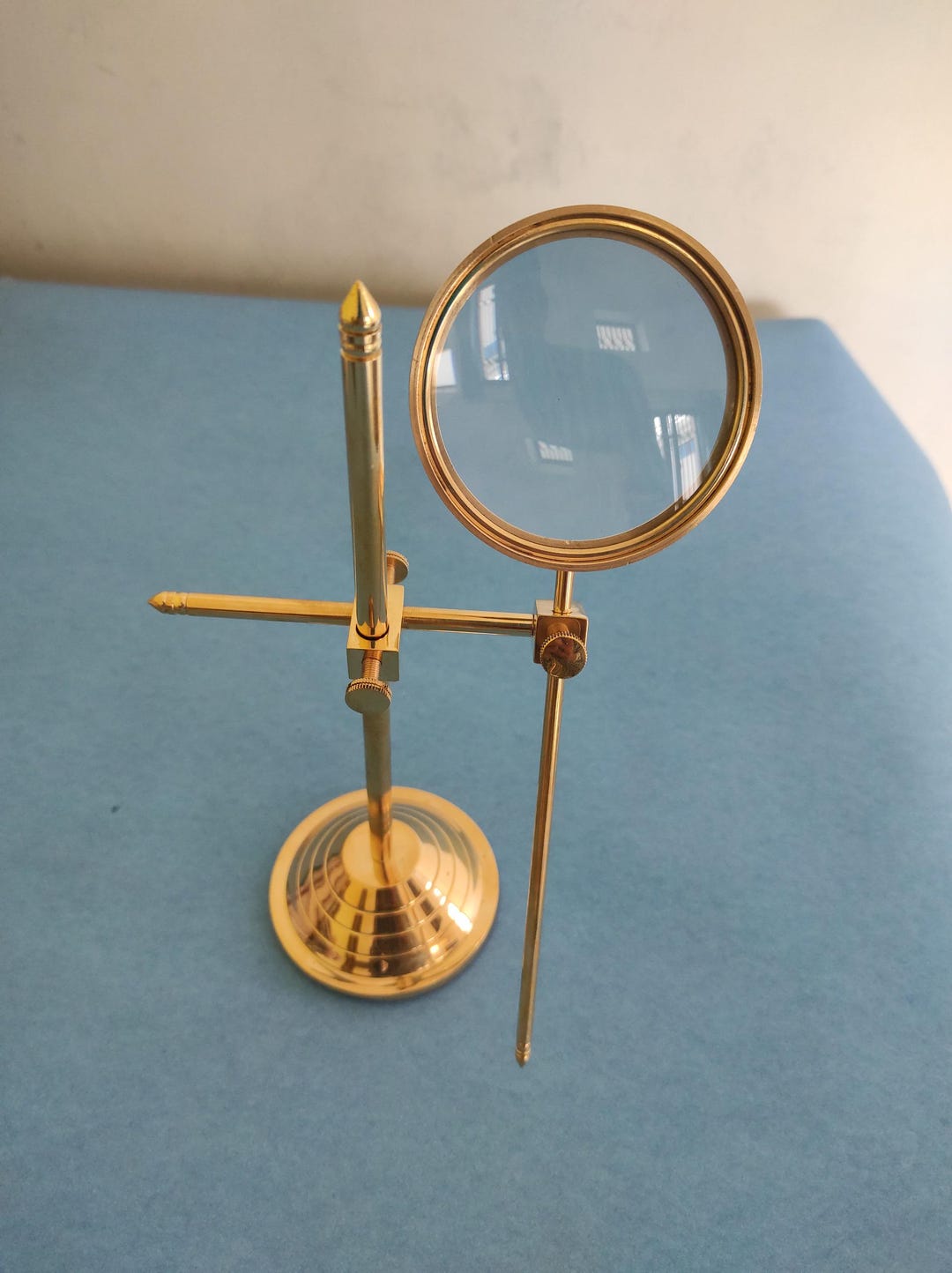 Vintage Brass Magnifying Glass, Adjustable Desk Loupe, Antique ...