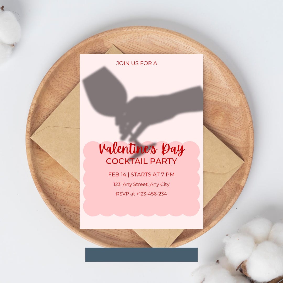 Valentines Coctail Party Invitation, Customizable Canva Invite, Modern ...