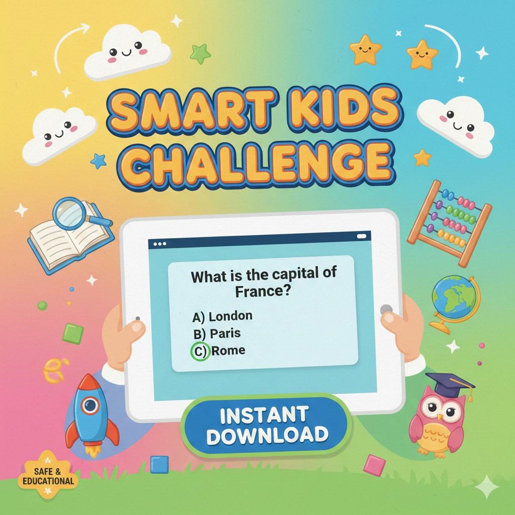 Kids Quiz Presentation Canva Template | Editable Quiz Slides for ...