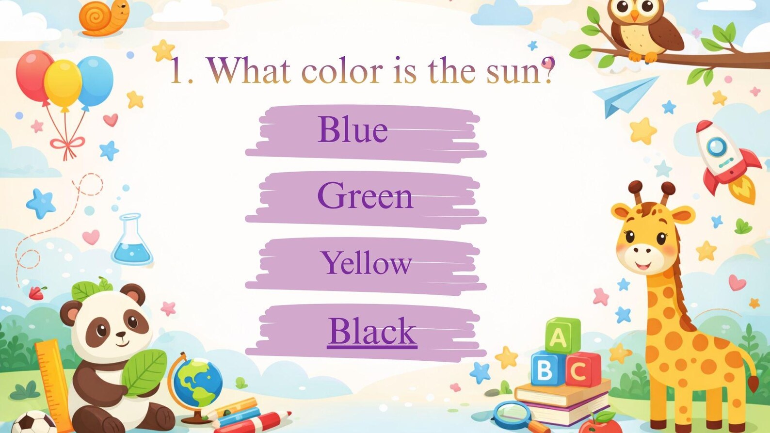 Kids Quiz Presentation Canva Template | Editable Quiz Slides for ...