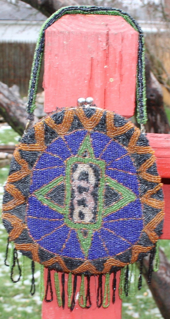 1920s Glass Bead Purse Flapper Art Deco - Gem