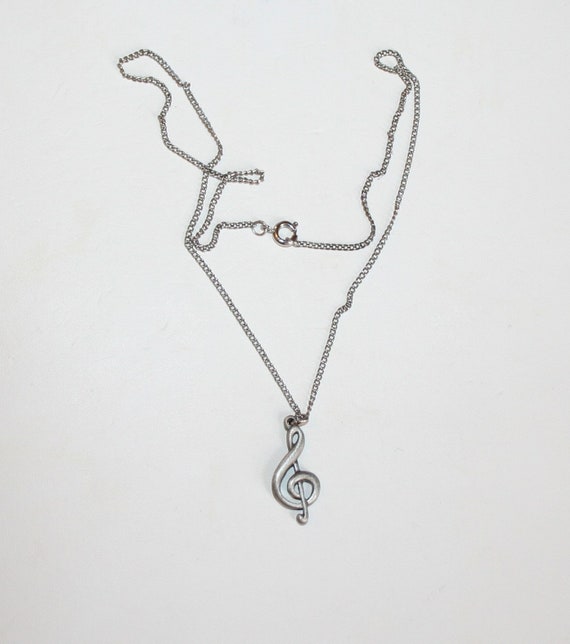 Music Note Necklace Pewter Ms Dee - Gem