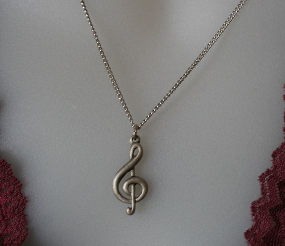 Music Note Necklace Pewter Ms Dee - Gem