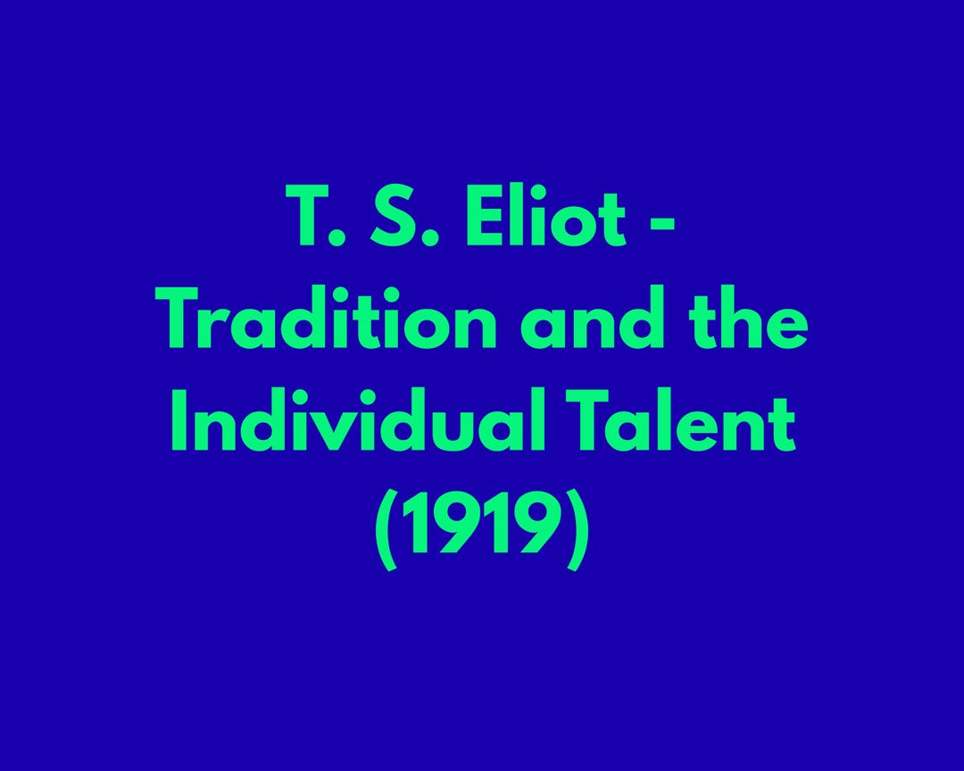 TS Eliot Essay Guide: Tradition and the Individual Talent (PDF Download ...