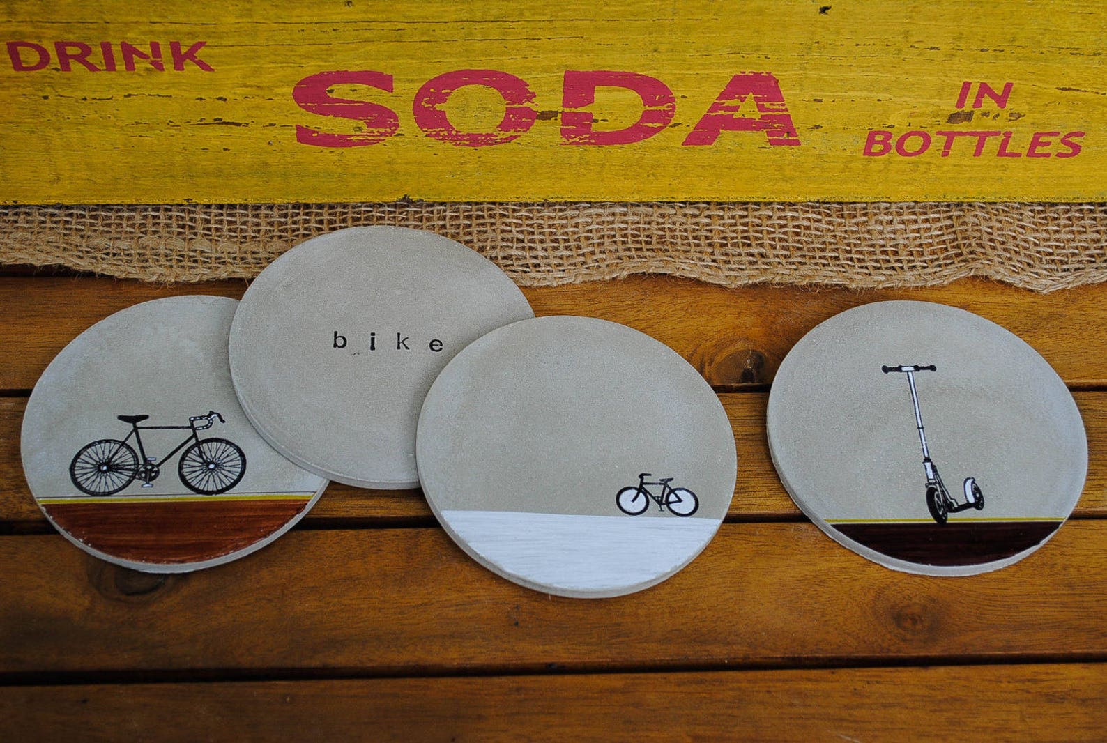 Bicycle gift for men gift for bikers concrete coaster set | Etsy