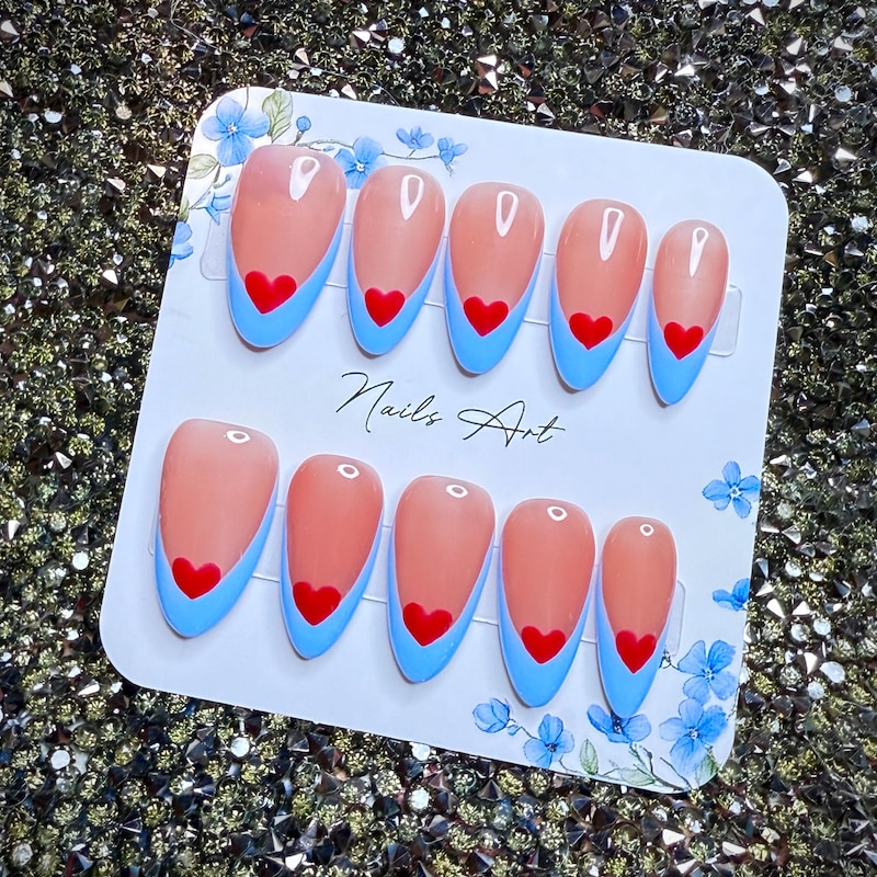 Custom Nails Red Tip - Etsy UK