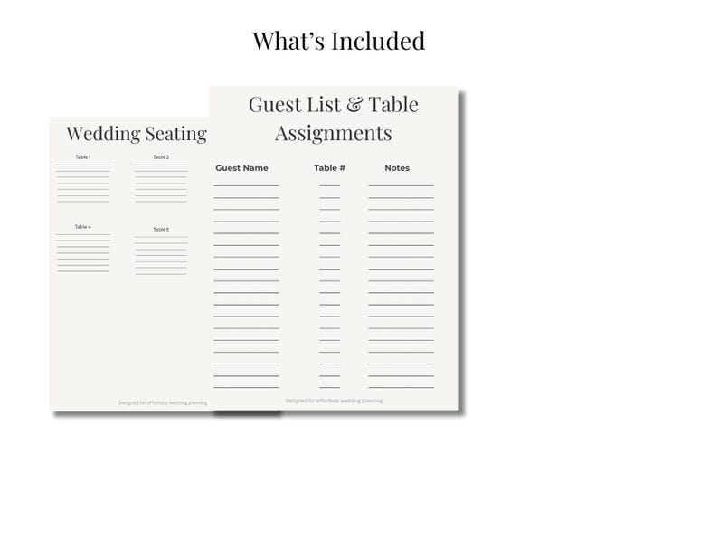 Wedding Seating Chart Printable | Guest List & Table Planner - Etsy