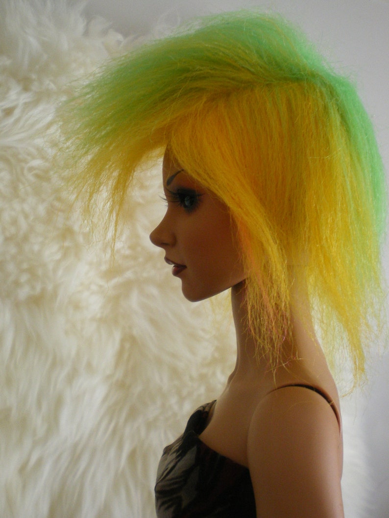 Neon Green and Yellow Faux Fur Wig for SD BJD Dolls Size 8-9 | Etsy