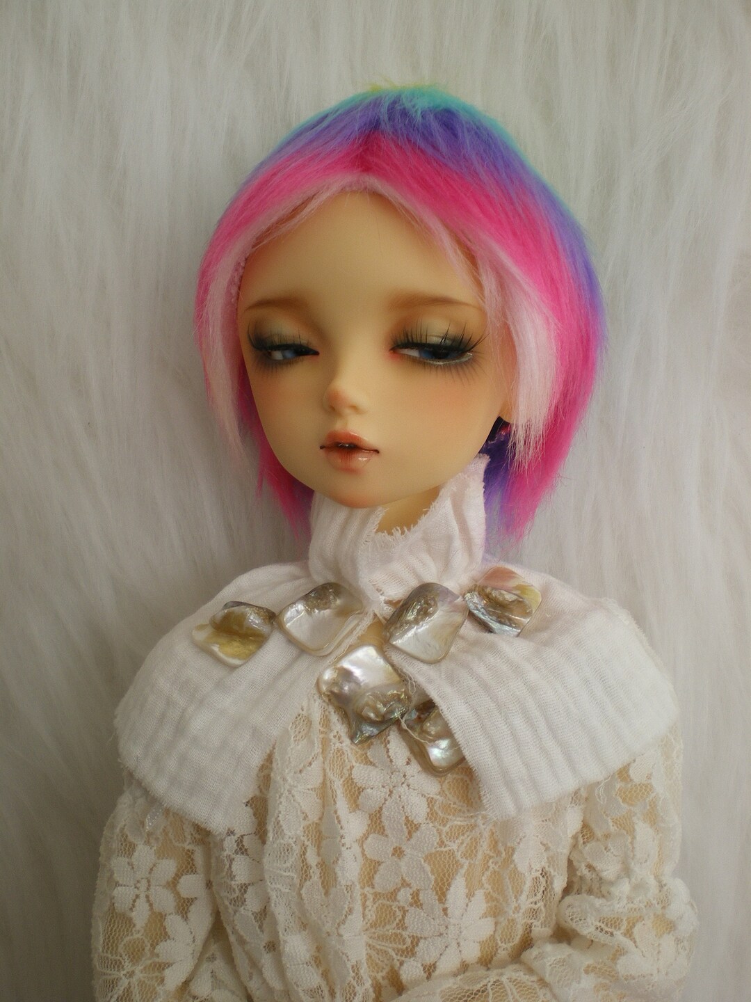 Pastel Rainbow Faux Fur Wig for SD BJD Dolls Size 8-9 - Etsy