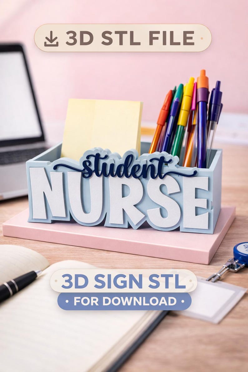 Student Nurse Desk Organizer STL | 3D Printable Pen Holder | Nursing ...