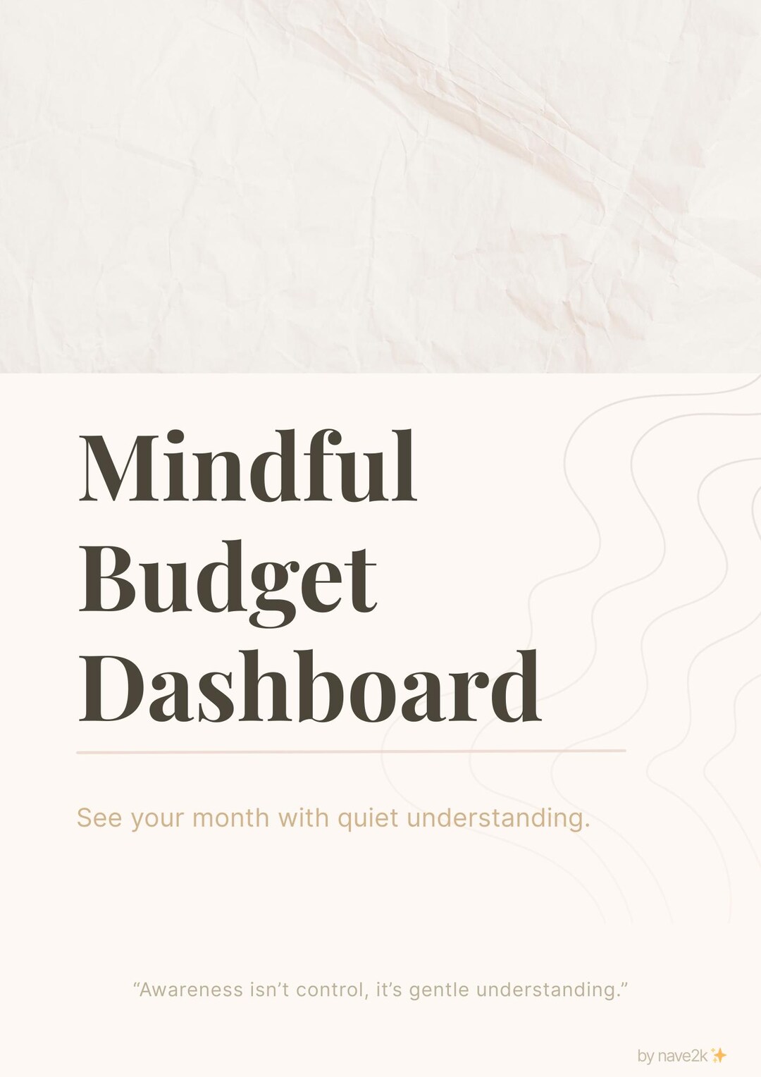 Mindful Budget Dashboard – Calm Beige Theme | Minimal Monthly Budget ...