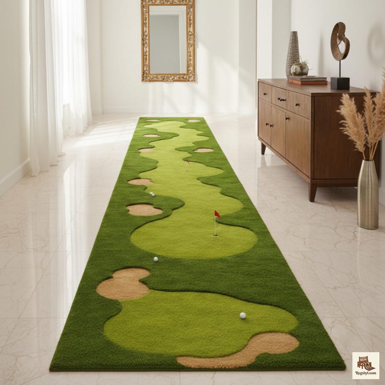 Golf Course Runner Rug | Hallway Sports Decor | Putting Green Hallway ...