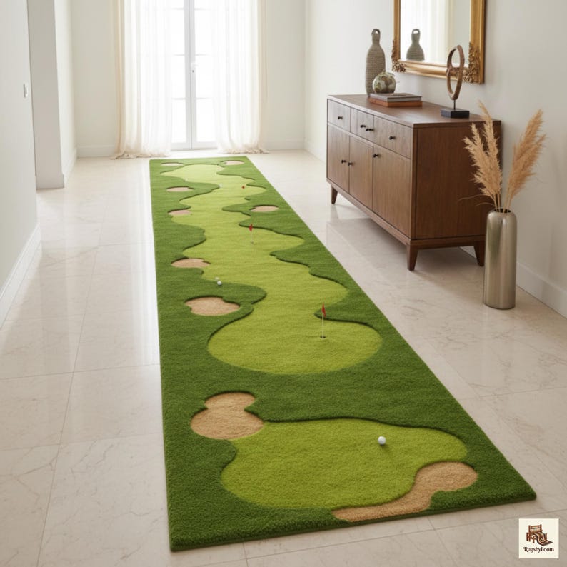Golf Course Runner Rug | Hallway Sports Decor | Putting Green Hallway ...