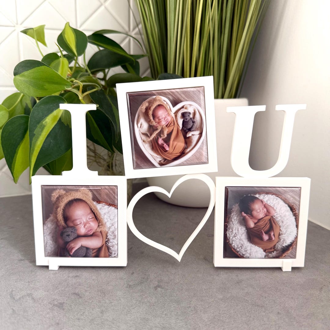 I LOVE YOU Photo Frame With Personalized 3 Photo Magnets | Valentine's ...