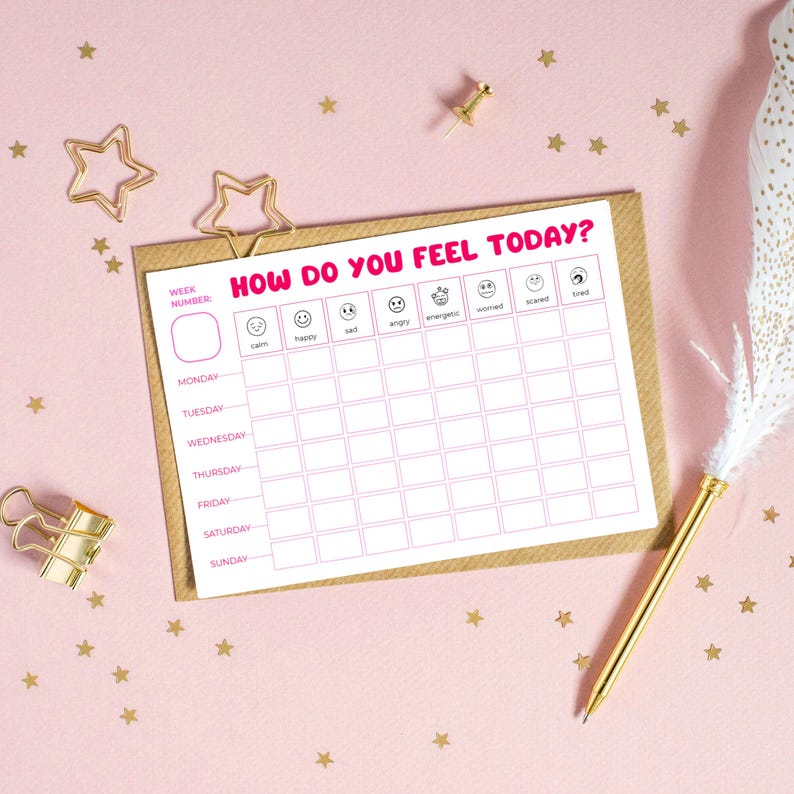 Kids Emotions and Feelings Tracker: Weekly Chart - Etsy