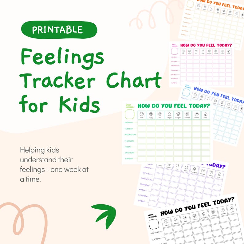 Kids Emotions and Feelings Tracker: Weekly Chart - Etsy
