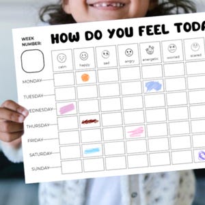 Kids Emotions and Feelings Tracker: Weekly Chart - Etsy