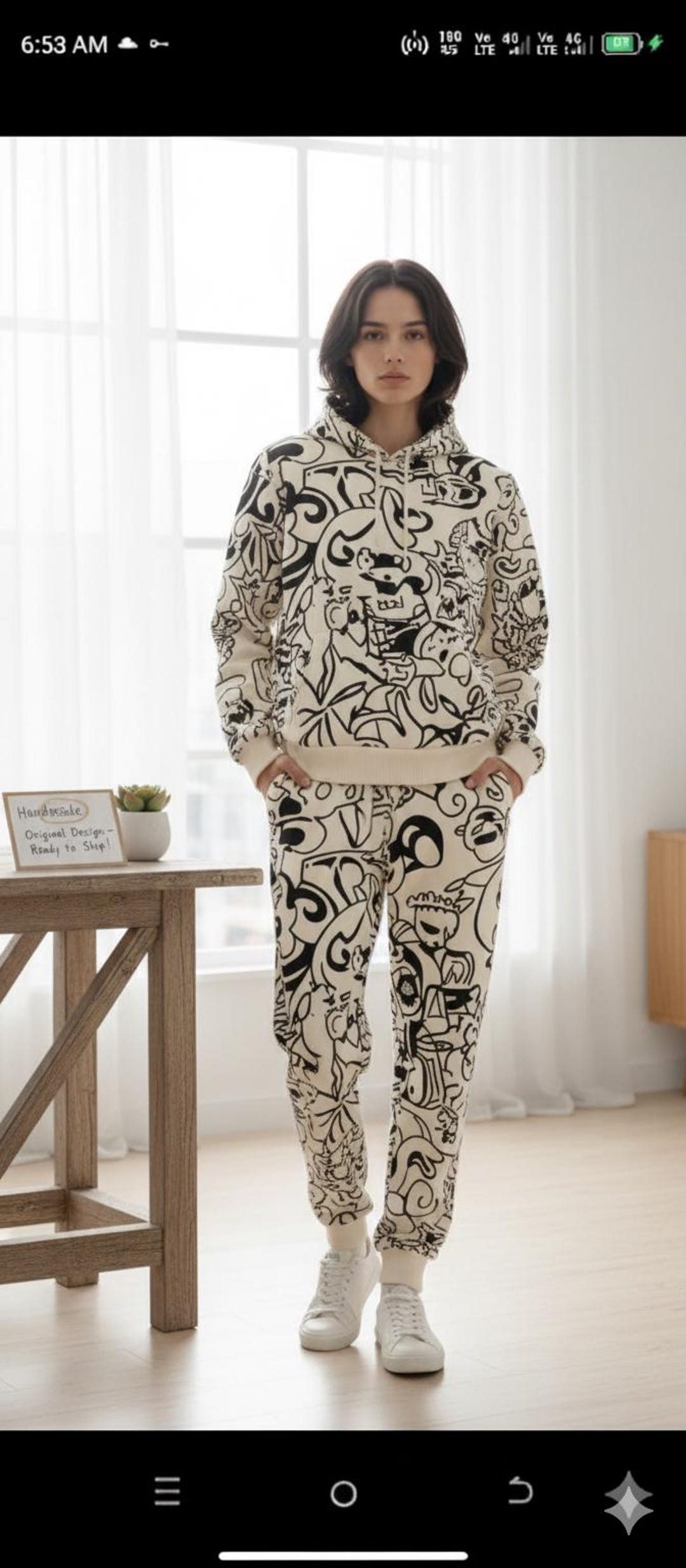 Handmade Urban Graffiti Tracksuit Set - Unisex Doodle Print Hoodie ...