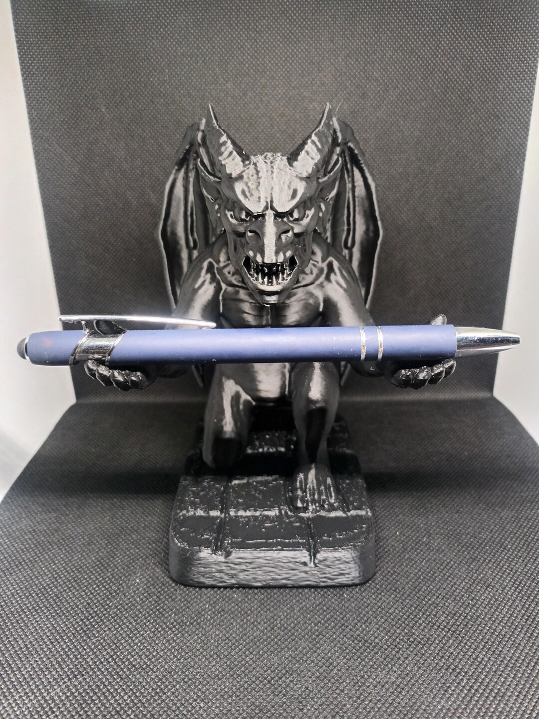 Black Gothic Gargoyle Pen Holder – Dark Fantasy Desk Decoration ...