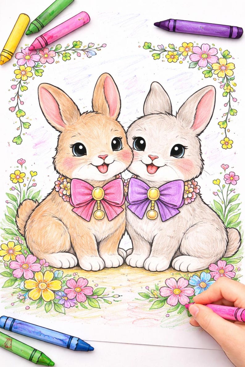 Easter Bunny Coloring Pages, Spring Activity Sheets, Kids Printable ...