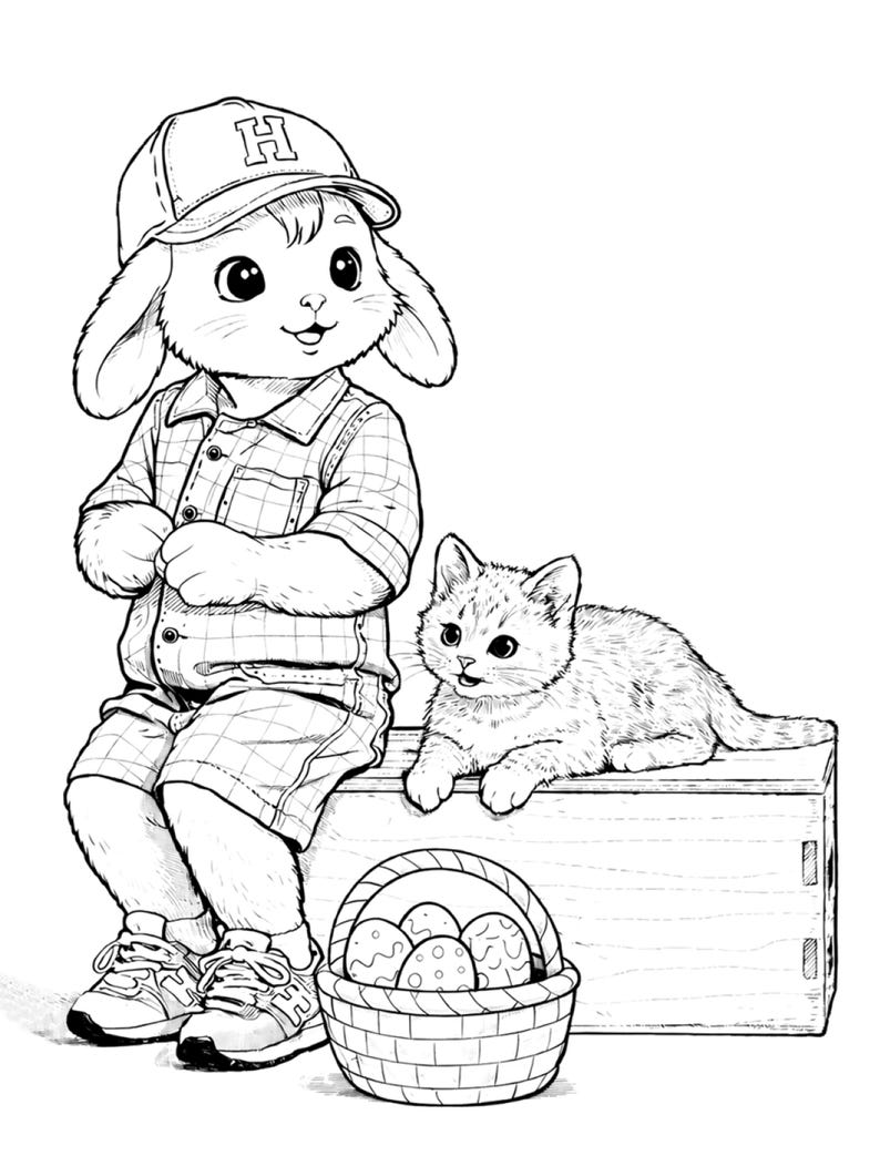 Easter Bunny Coloring Pages, Spring Activity Sheets, Kids Printable ...