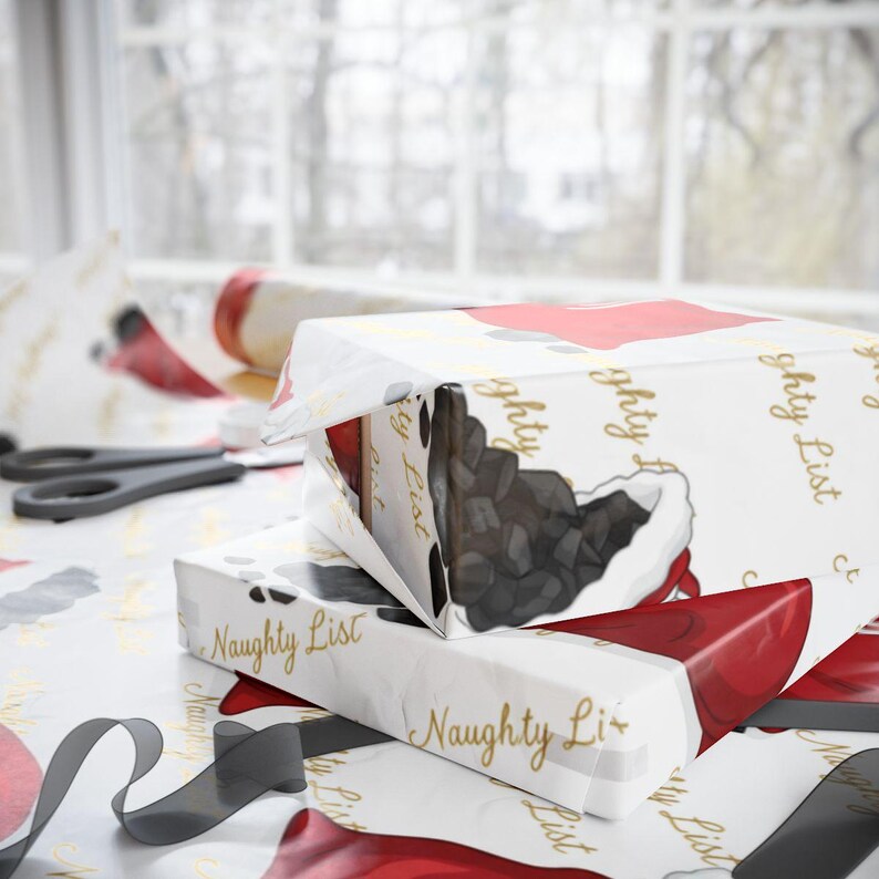 Naughty List Coal Sack Wrapping Paper, Humorous Coal Christmas Gift ...