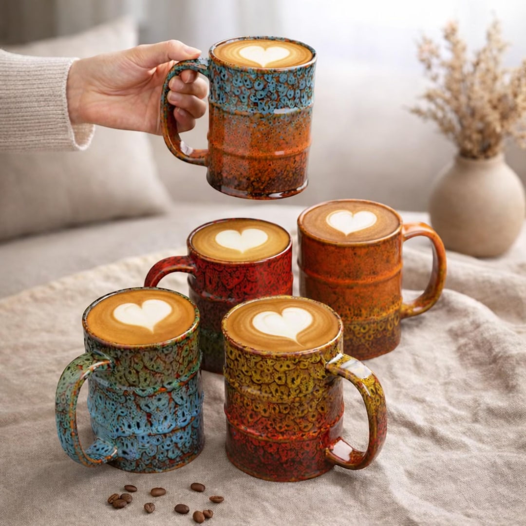 Latte Large Coffee Mugs Ceramic Barrel Style 650ml - Etsy